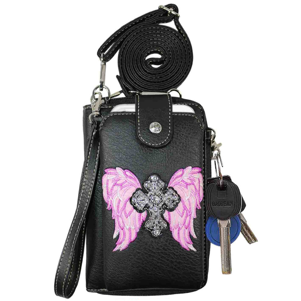 Multi Purpose Cross Embroidery Phone Wallet with Strap ...