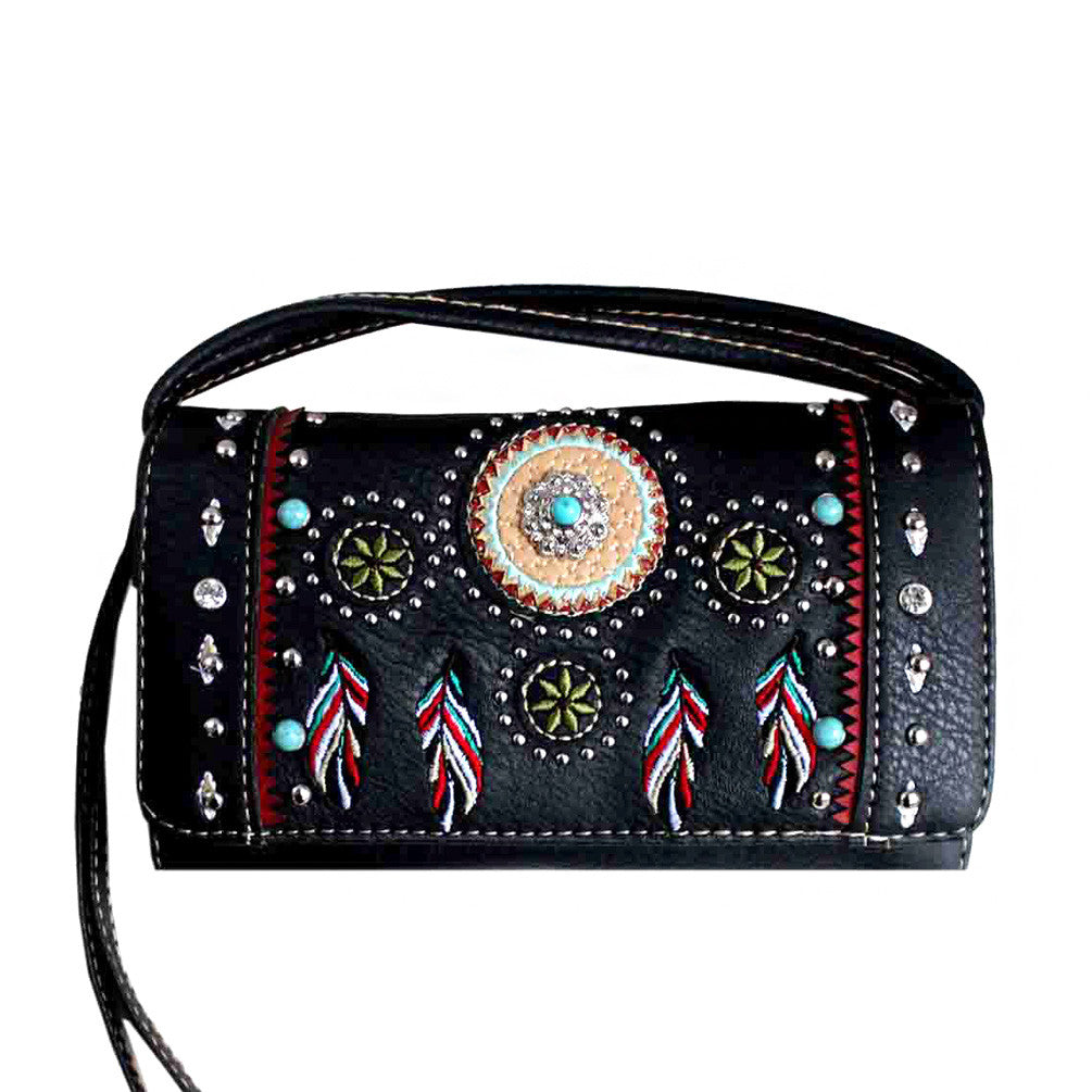 Multi Functional Dream Catcher Western Concho Trifold Clutch Crossbody ...