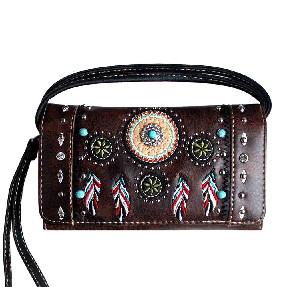 Multi Functional Dream Catcher Western Concho Trifold Clutch Crossbody ...
