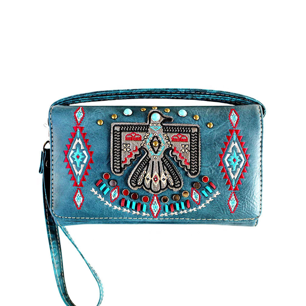 Concealed Carry Western Native American Eagle Embroidery Crossbody Wal ...