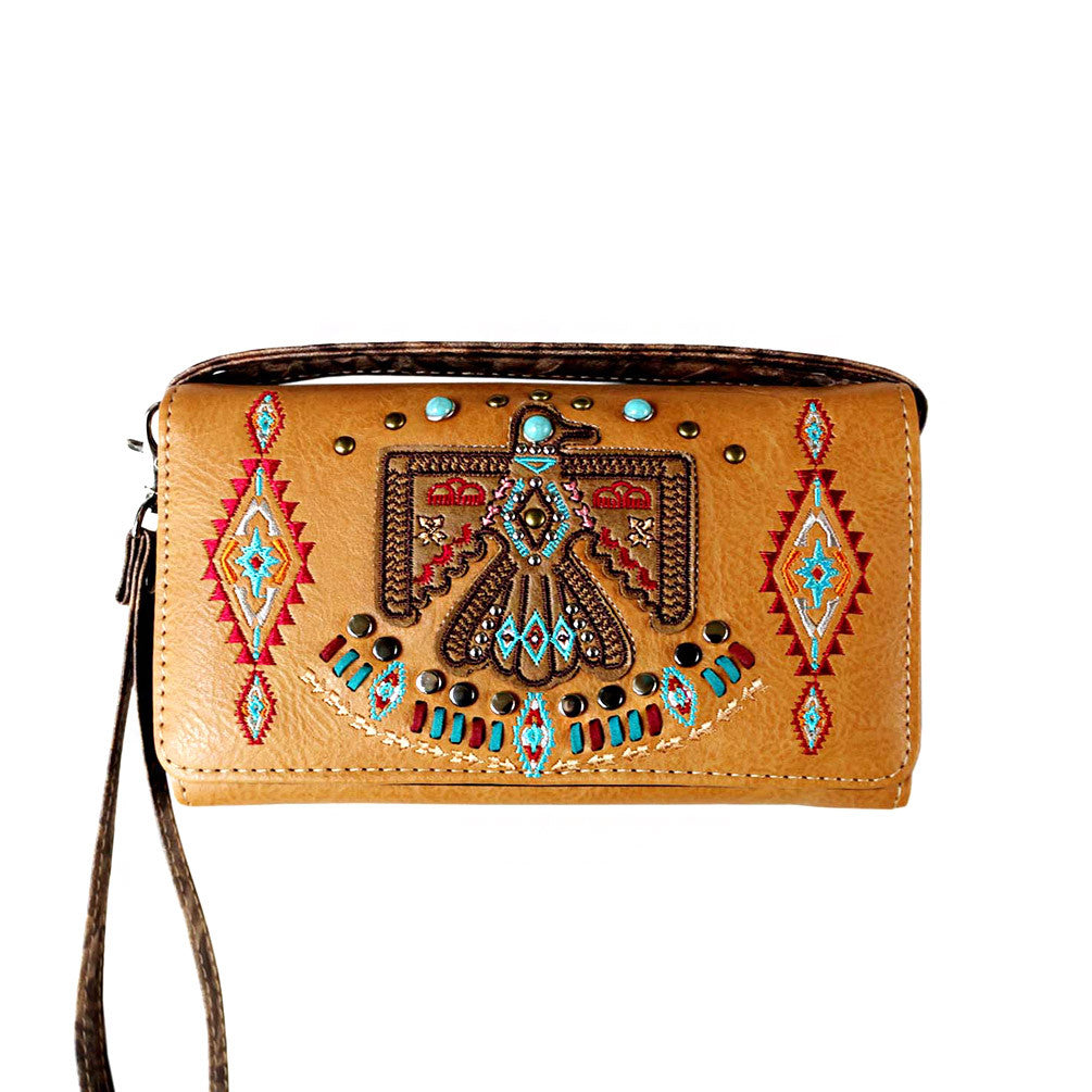 Concealed Carry Western Native American Eagle Embroidery Crossbody Wal ...