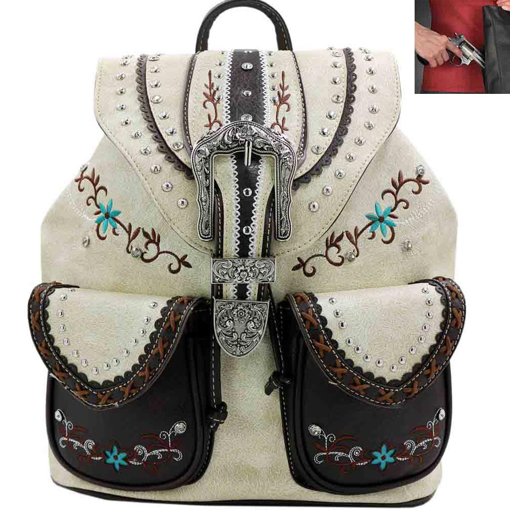 Western Buckle Embroidery Concealed Carry Western Cowgirl Backpack ...