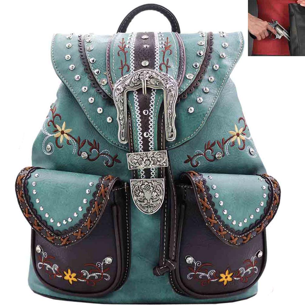Western Buckle Embroidery Concealed Carry Western Cowgirl Backpack ...